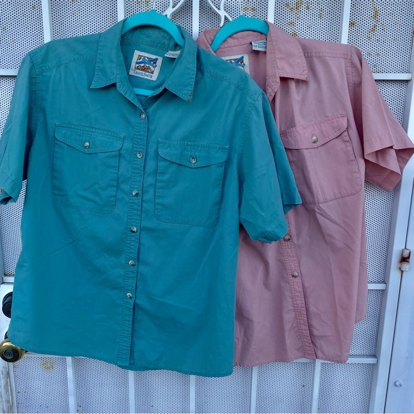 TravelSmith | Tops | Set Of 2 Travelsmith L Petite Short Sleeve Button ...